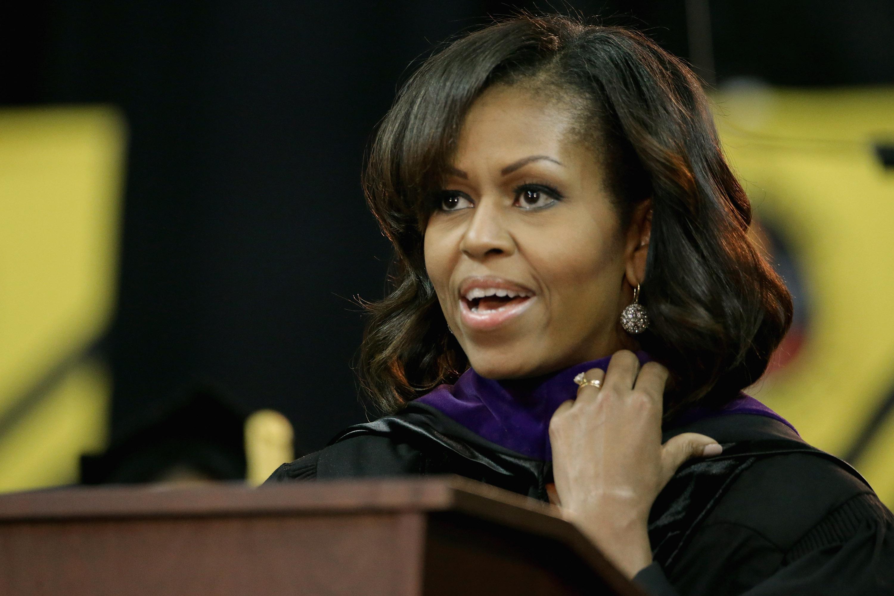 Michelle Obama Delivers Commencement Address At Chicago High School ...